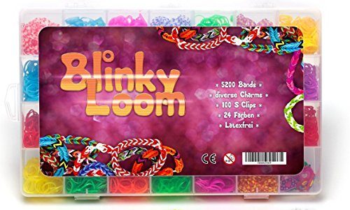 Blinky Loom XXL Bänder Kit , Set mit 24 Farben 5200 Loom Bandz und ...